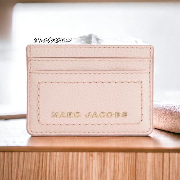 Marc Jacobs | Bags | Marc Jacobs Logo Pebbled Leather Card Case Peach ...